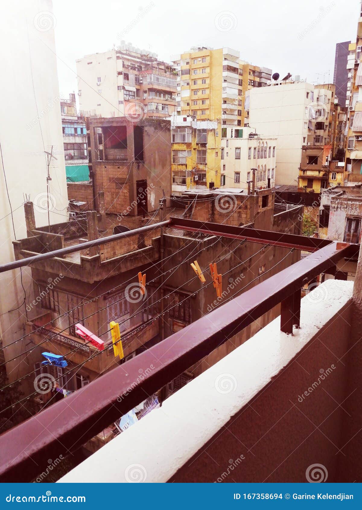 Rainy Day and Wet Buildings in Beirut City Stock Photo - Image of city ...