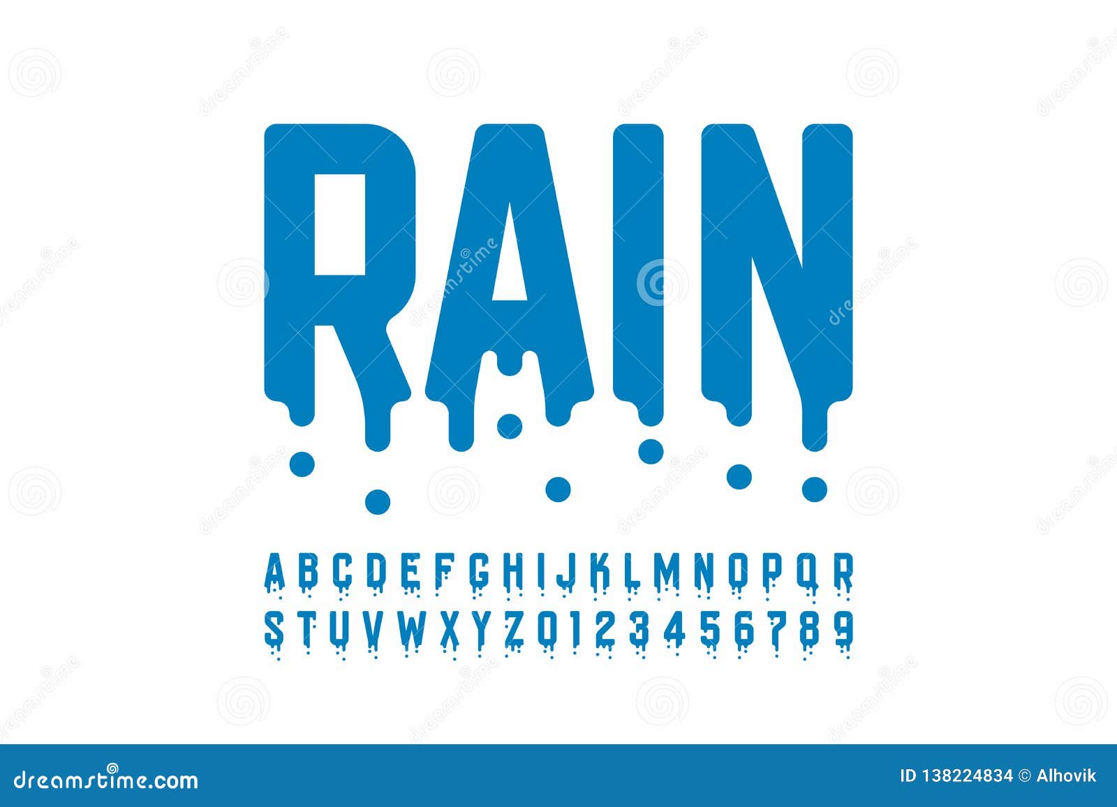 Rainy Letters Label Typeface. Black Contrasting Font. Isolated English ...