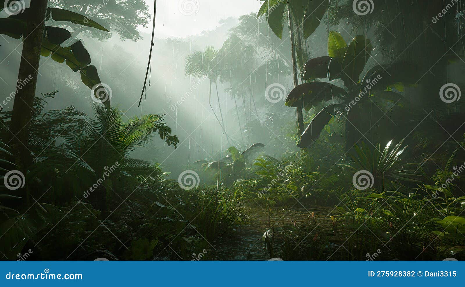 Rainy Jungle Path With Sunlight Peeking Through Royalty-Free Stock ...