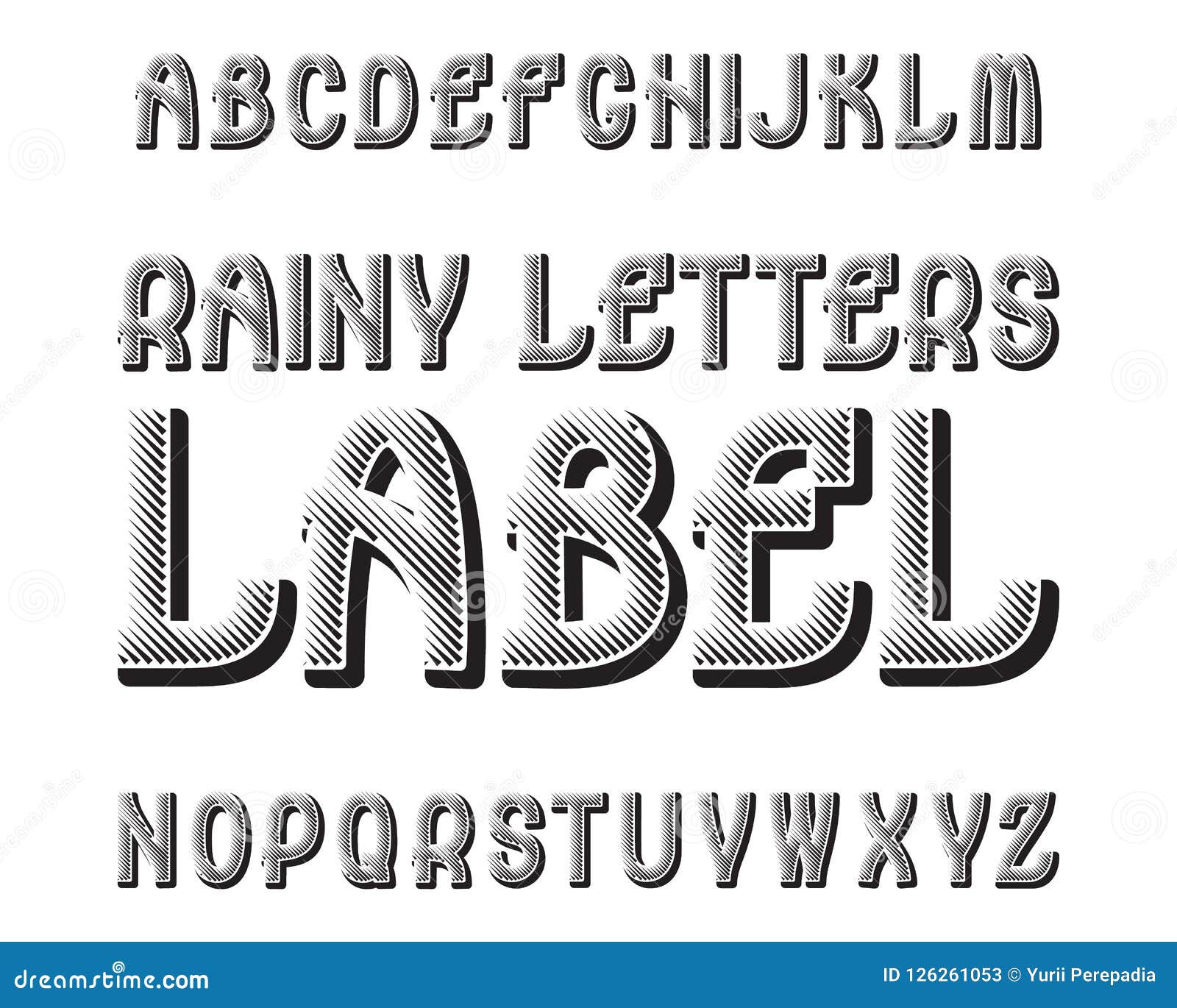 Rainy Letters Label Typeface. Black Contrasting Font Stock Vector ... Rainy Letters Label Typeface. Black Contrasting Font Stock Vector ...