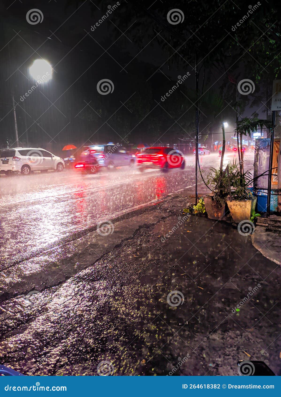 Rainy night road stock photo. Image of black, light - 264618382