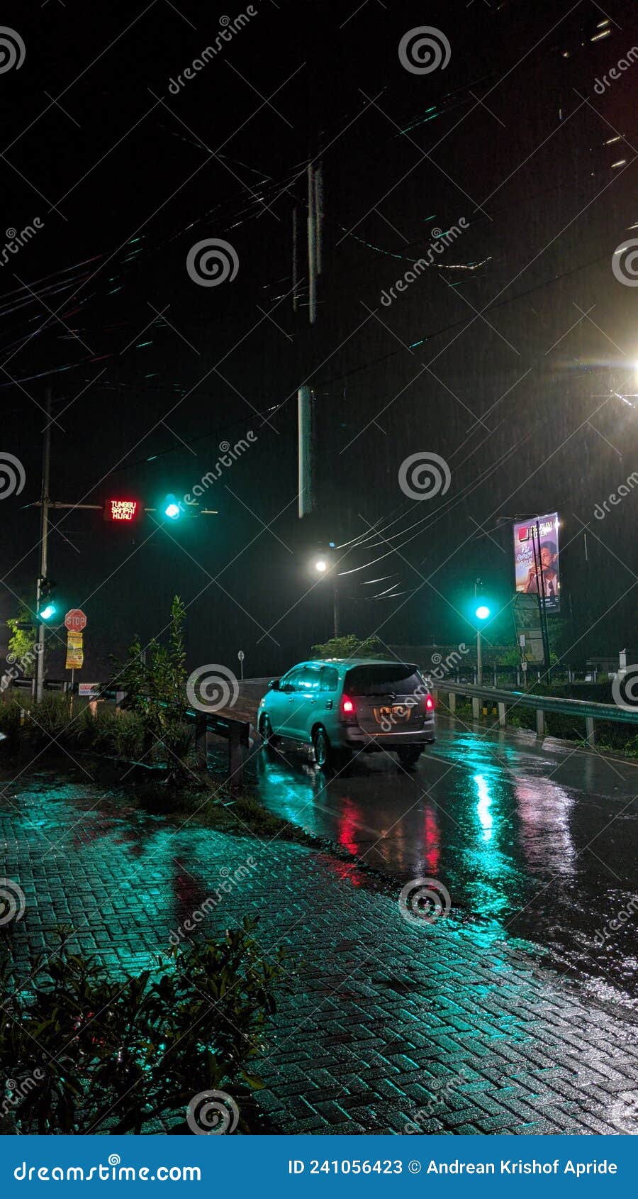 Rainy Night on the Roadside Editorial Stock Photo - Image of evening ...