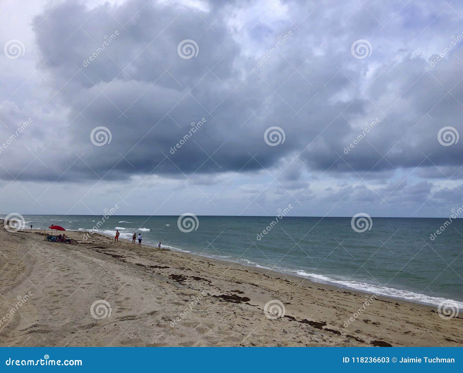 Rainy Overcast Sunset on the Beach Stock Image - Image of paradise ...