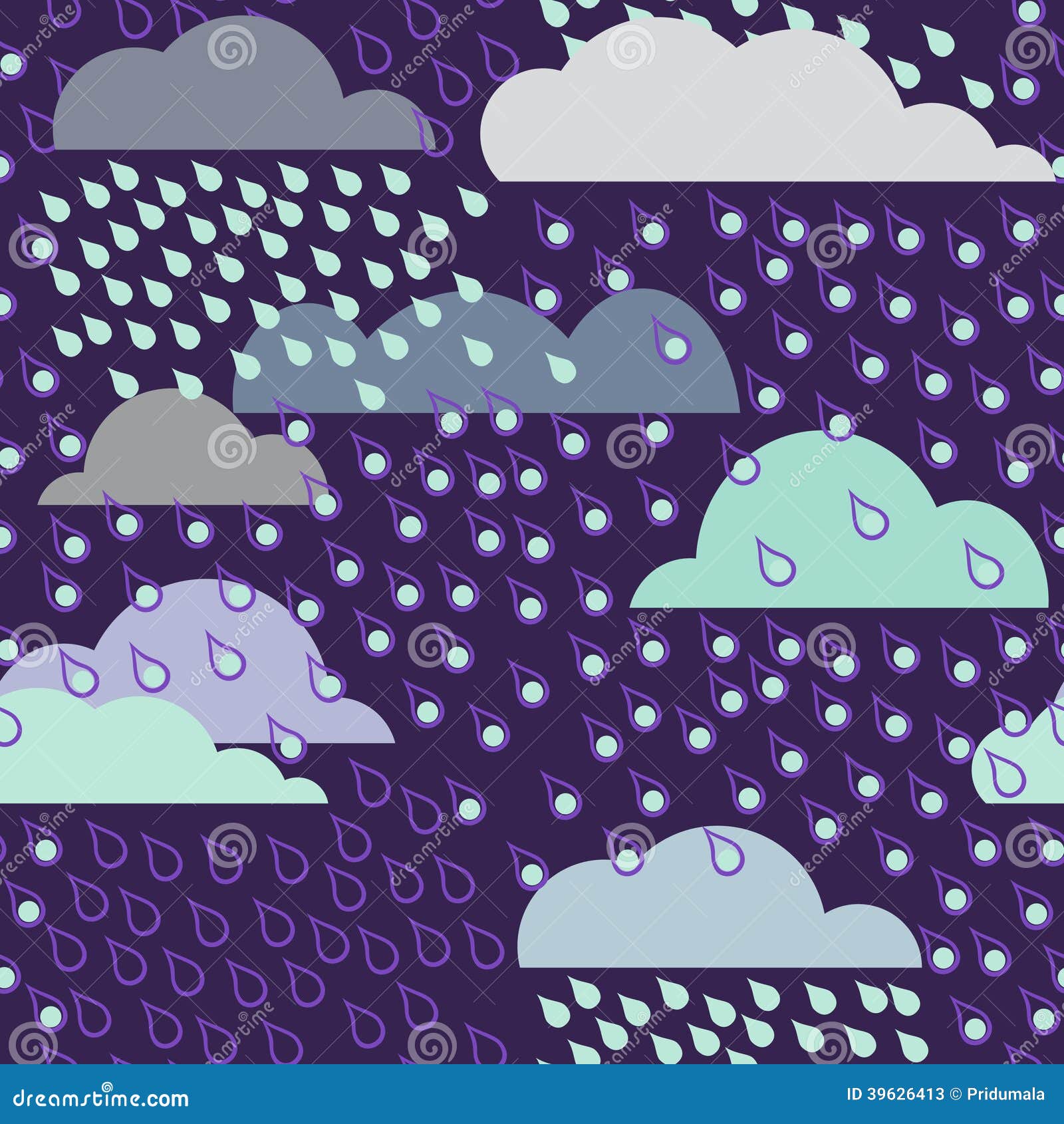 Rainy Seamless Pattern with Clouds Stock Vector - Illustration of ...