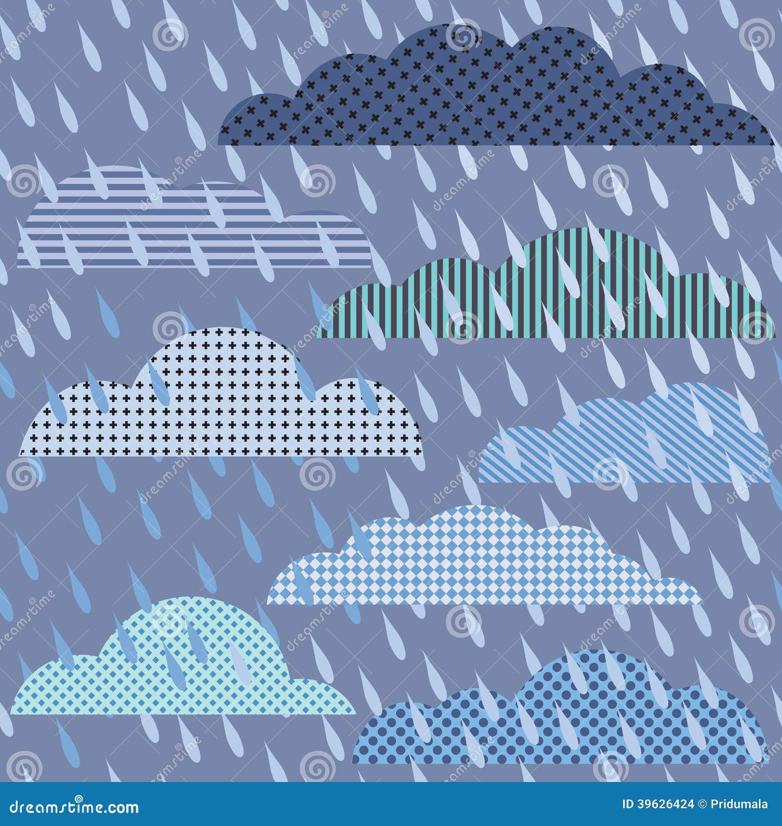 Rainy Seamless Pattern with Clouds Stock Vector - Illustration of ...