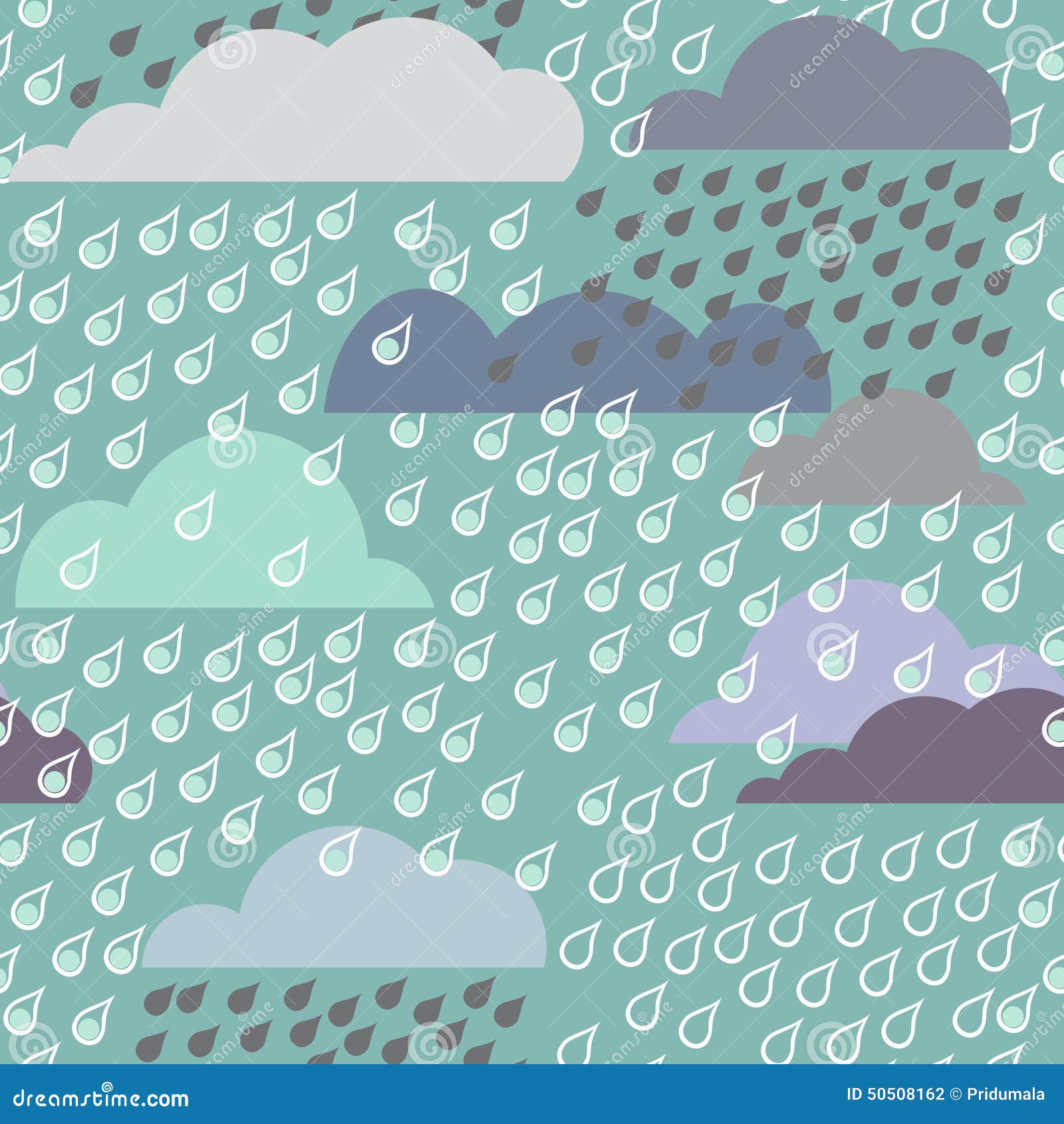 Rainy Seamless Pattern with Clouds Stock Vector - Illustration of cloud ...