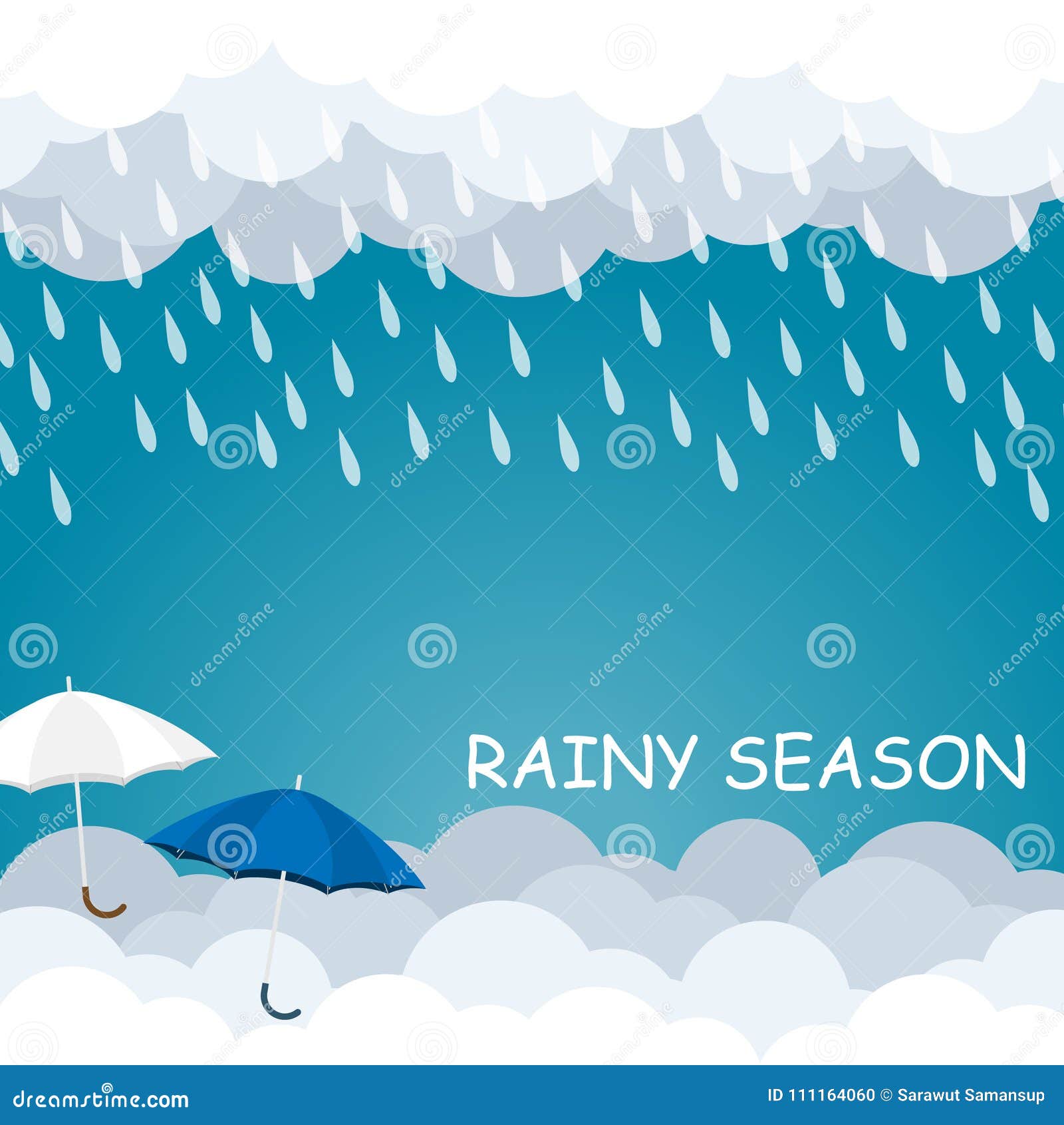 Rainy Season Umbrella Float on Sky Vector Stock Vector - Illustration ...