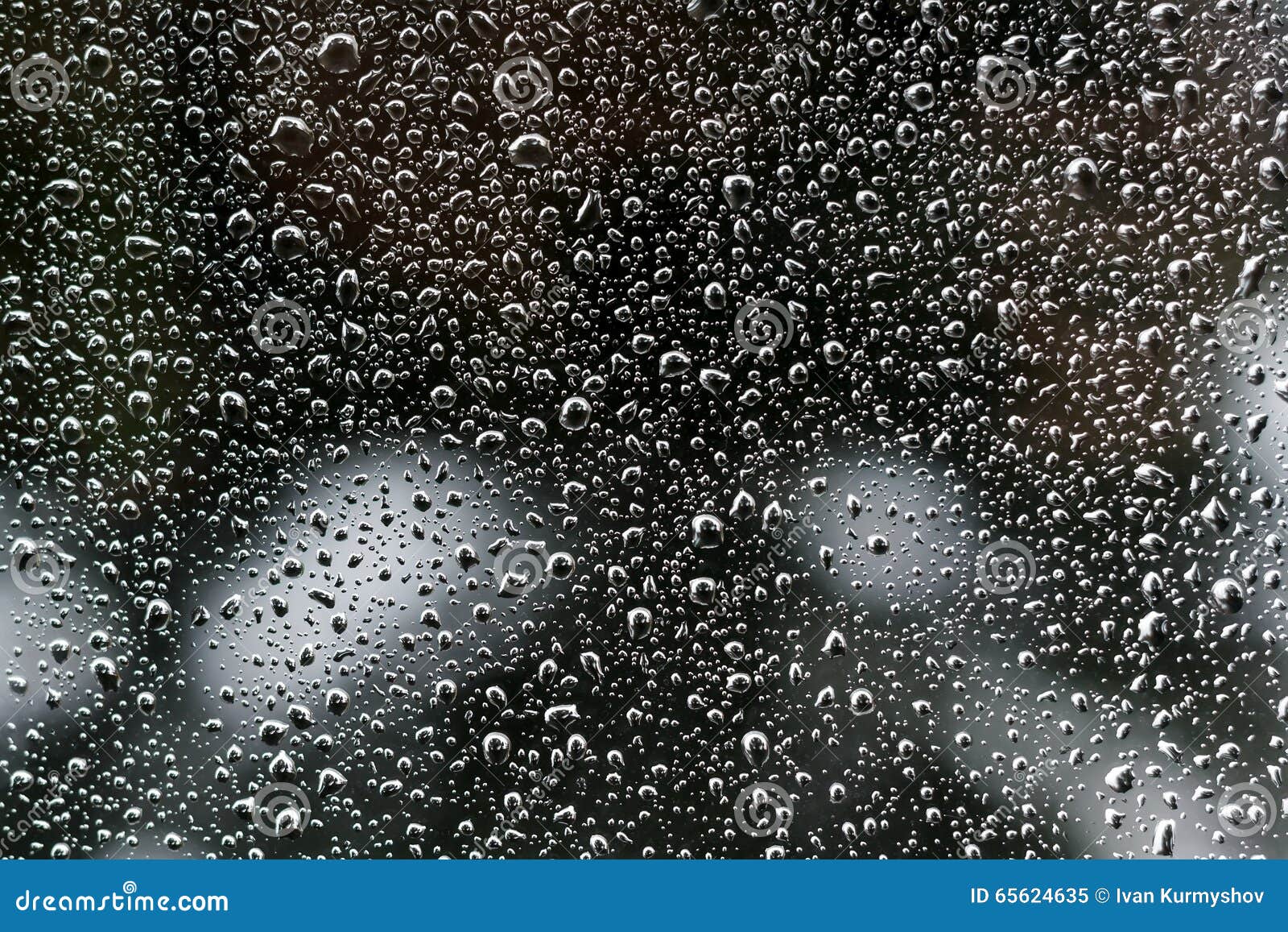 Rainy Water Drops on Transparent Wet Glass Stock Image - Image of ...