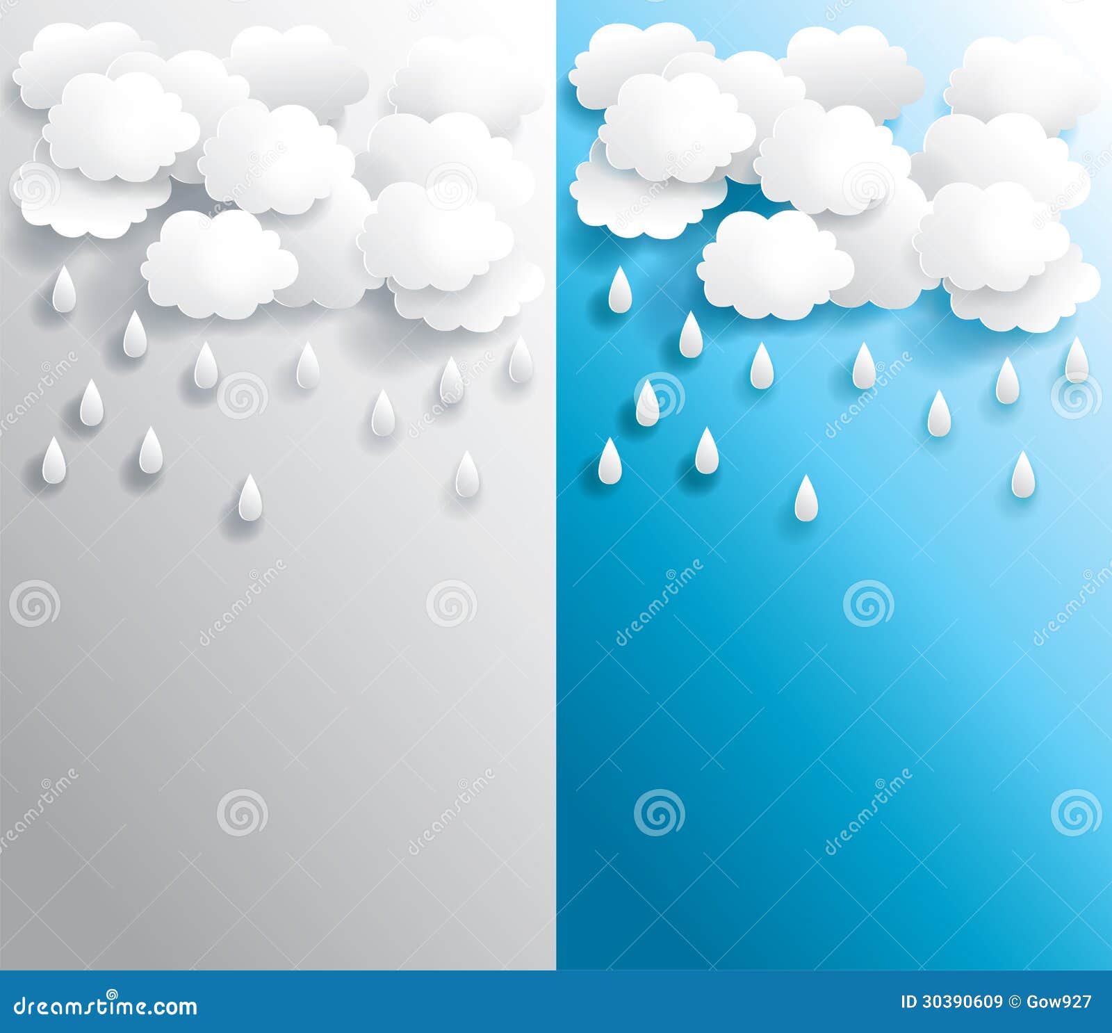 Rainy Weather Banner in Various Background Stock Vector - Illustration ...