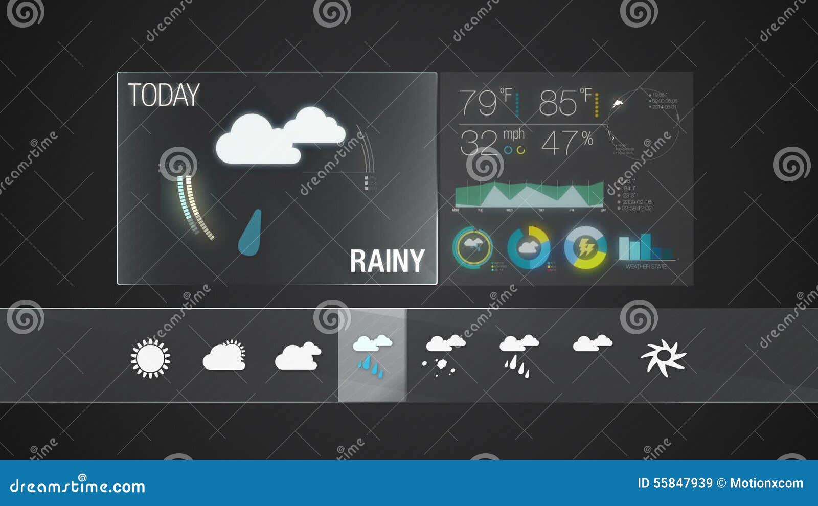 Rainy, Weather Icon Set Animation Stock Video - Video of cloud ...