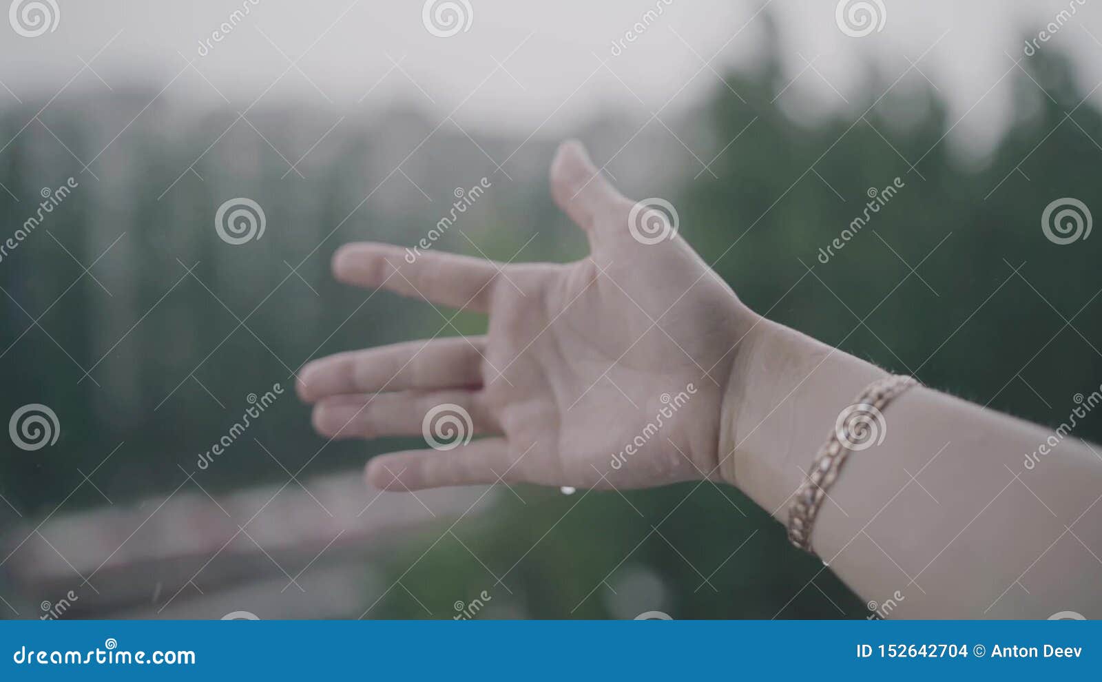 Rainy Weather, Rain Drops Falling on Womans Hand. Rain is Dropping on a ...