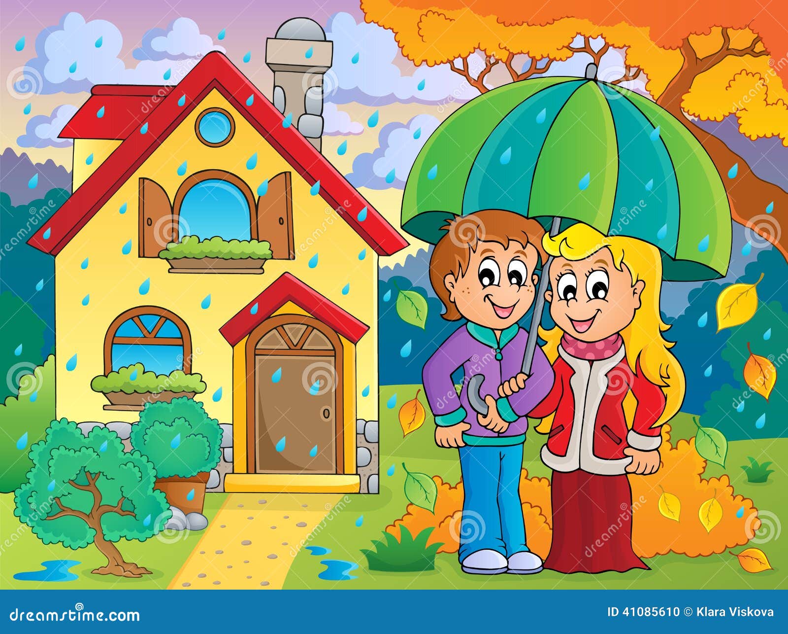 Rainy Weather In Night City Cartoon Vector | CartoonDealer.com #149536184