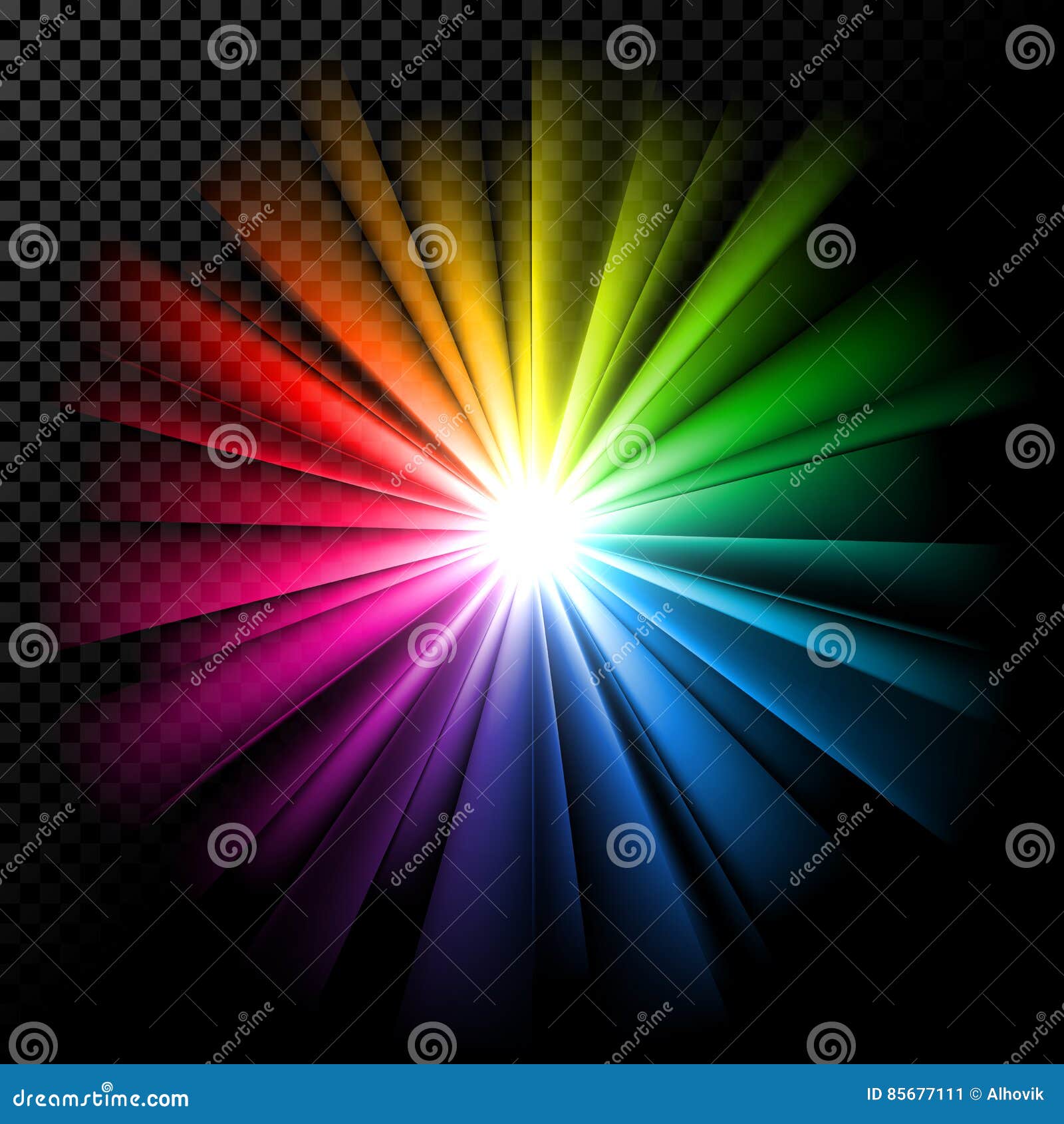 Raios Multicoloridos Brilhantes No Fundo Transparente Ilustração do ...