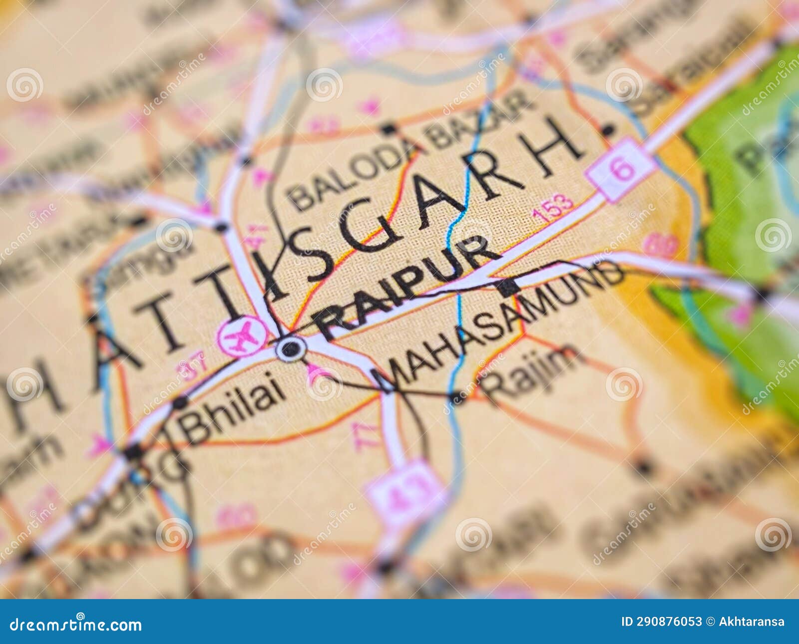 Raipur on a Map of India with Blur Effect Stock Image - Image of ...