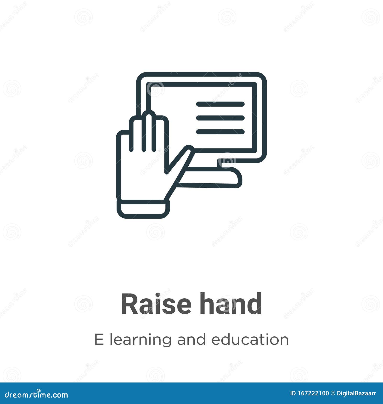 Raise Hand Outline Vector Icon. Thin Line Black Raise Hand Icon, Flat ...
