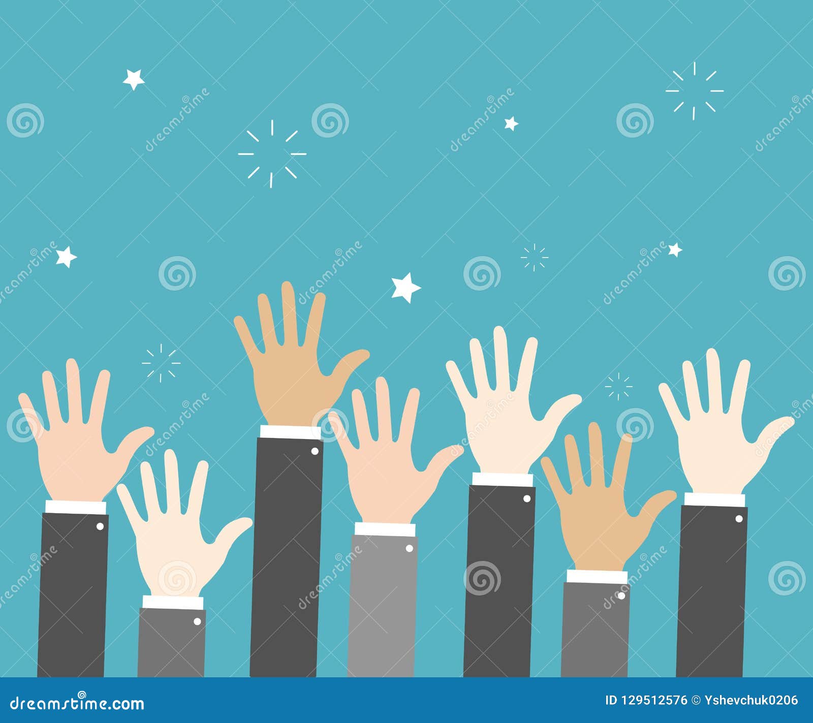 Raise Hands Gesture Composition Vector Illustration | CartoonDealer.com ...