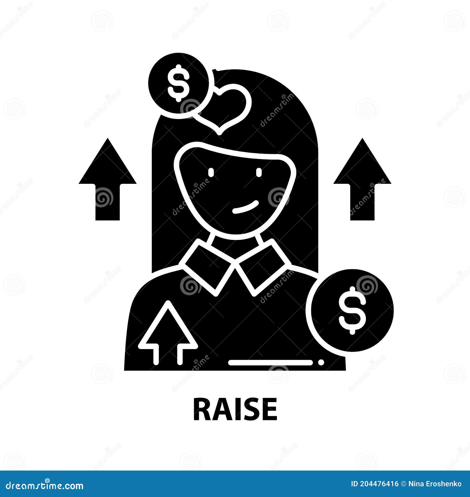 Raise Icon, Black Vector Sign with Editable Strokes, Concept ...