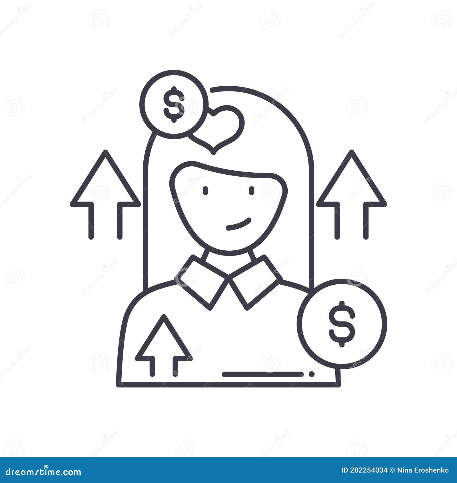 Raise Icon, Linear Isolated Illustration, Thin Line Vector, Web Design ...