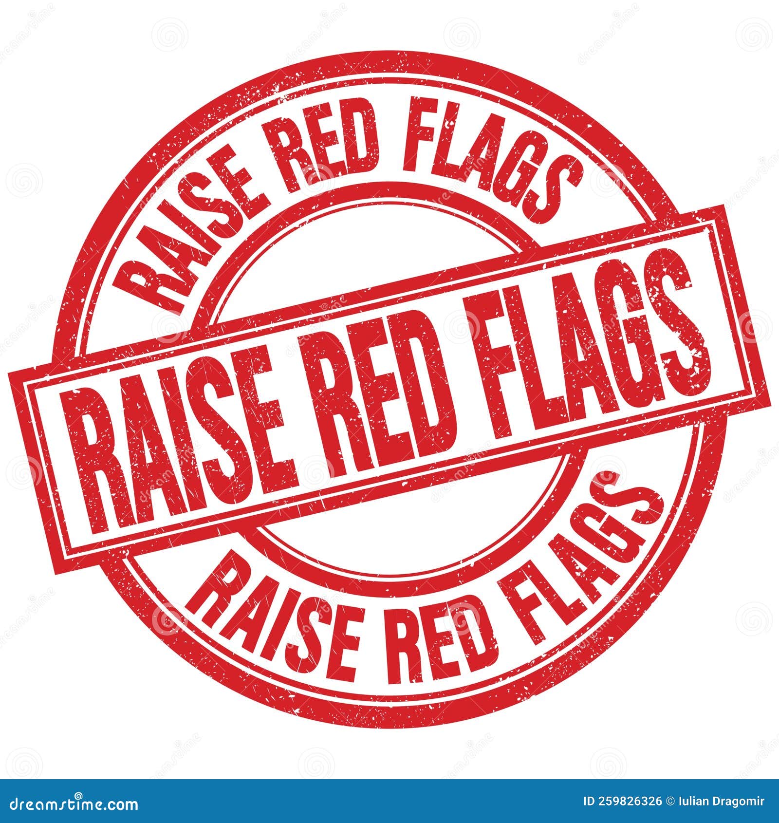 RAISE RED FLAGS Written Word on Red Stamp Sign Stock Illustration ...