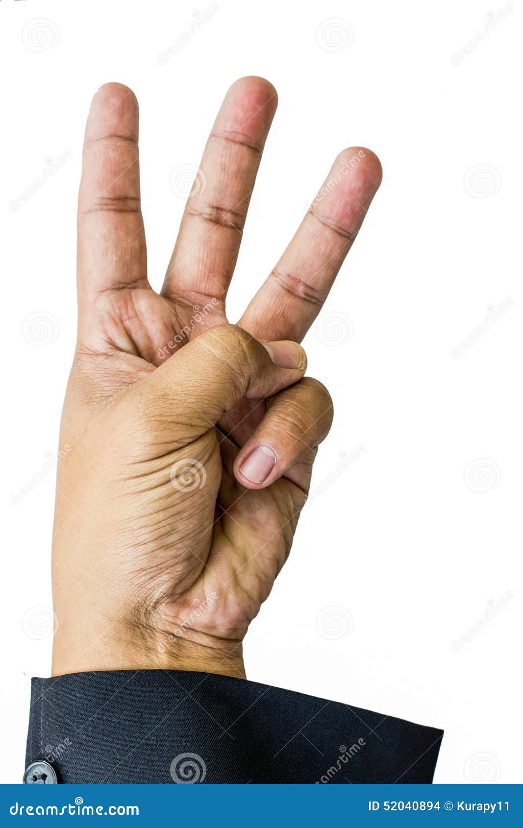 Raise Three Finger Businessman Hand Stock Photo - Image of sign, body ...