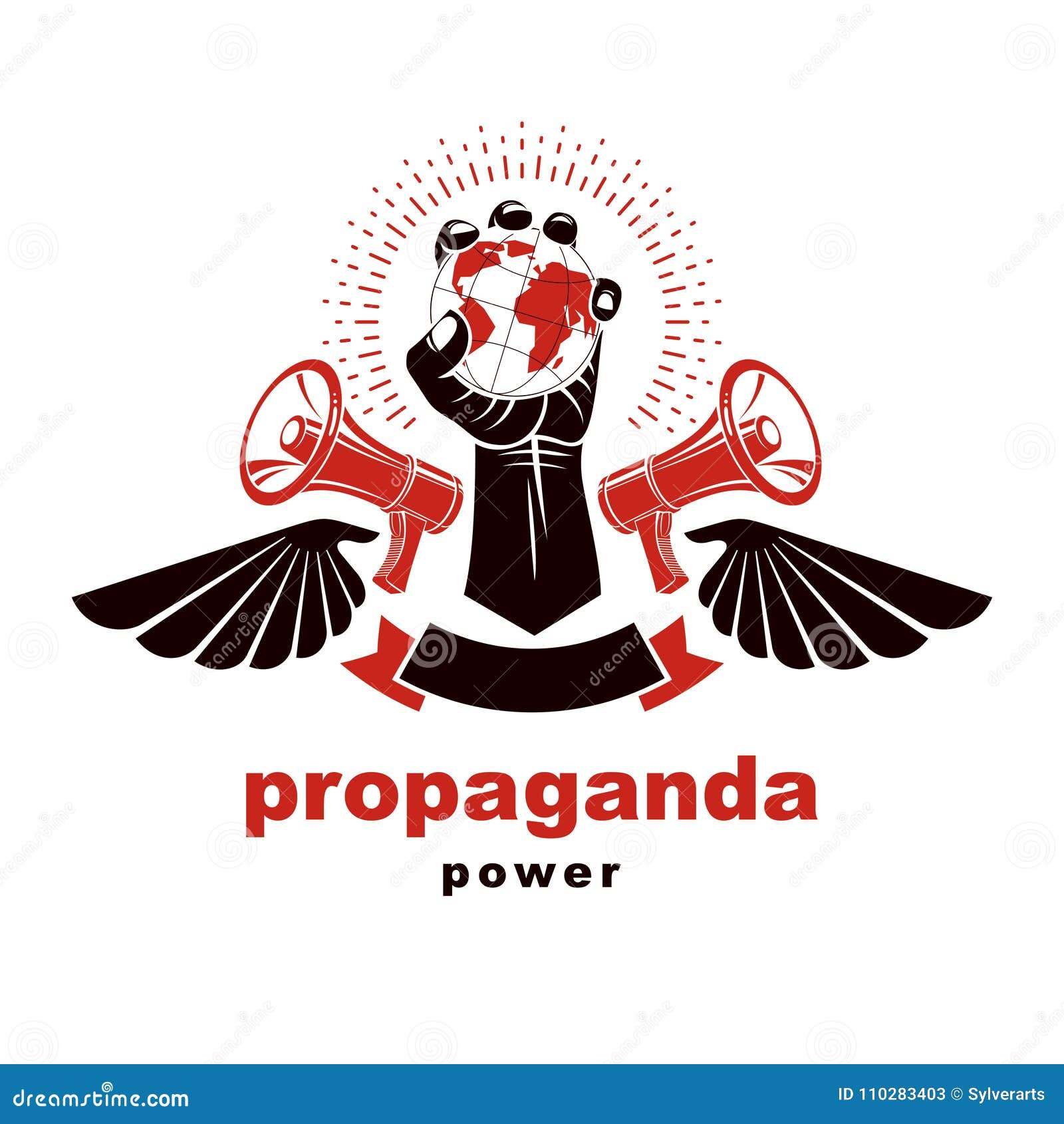 Raised Arm Holds Earth Globe, Vector Logo. Propaganda As The Met ...