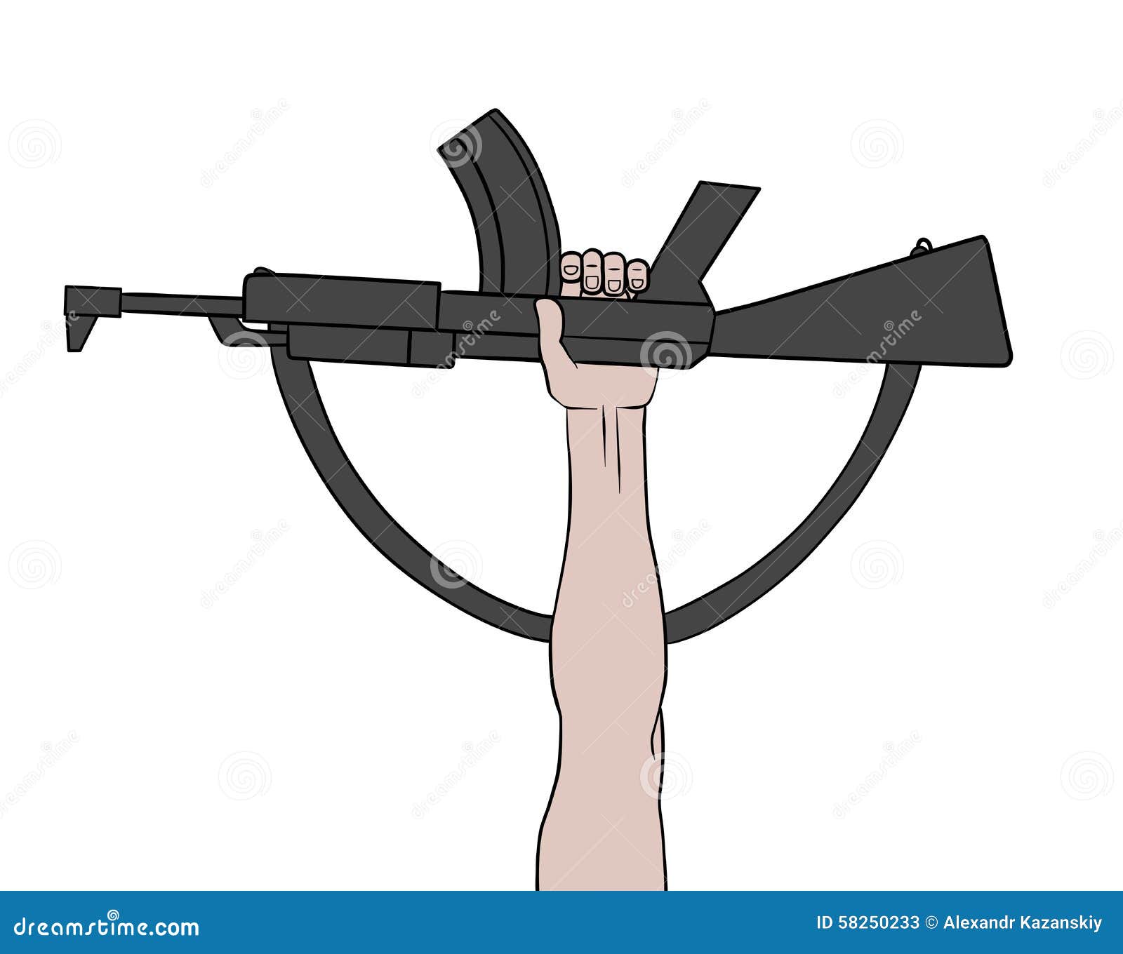 Raised automatic gun stock vector. Illustration of aiming - 58250233