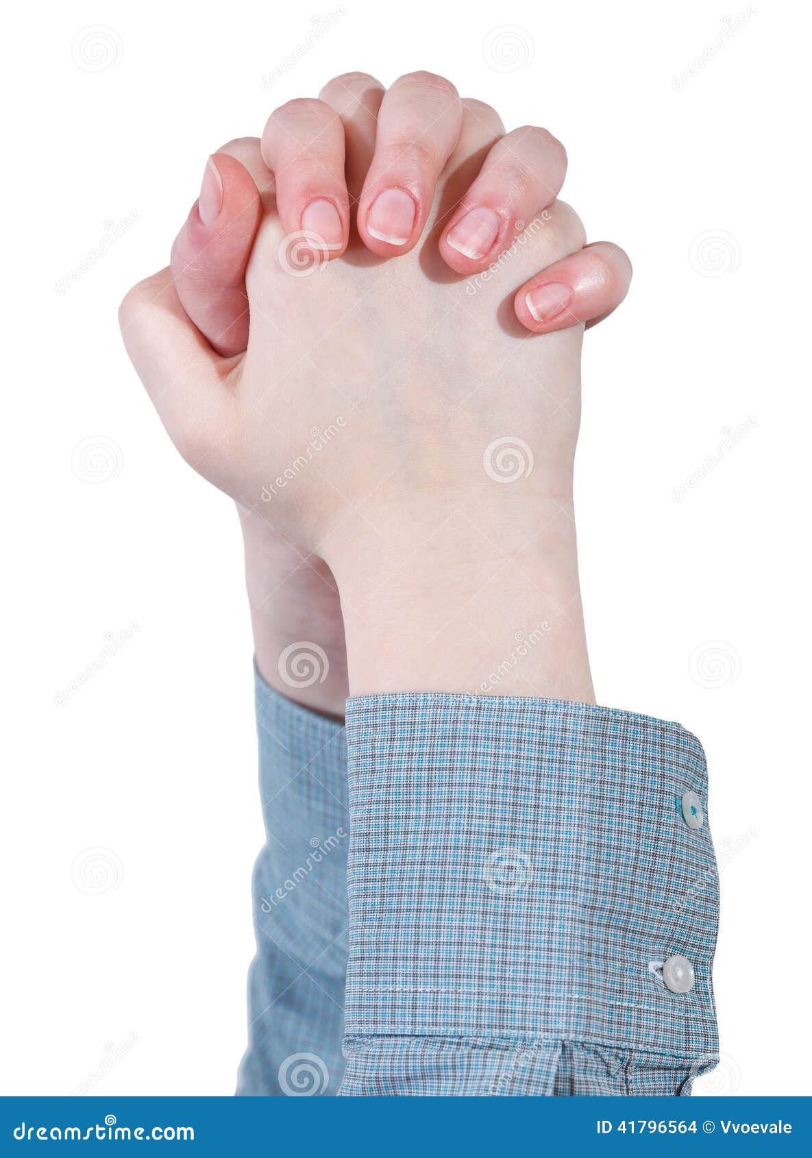 Raised Clenched Hands - Hand Gesture Stock Photo - Image of female ...