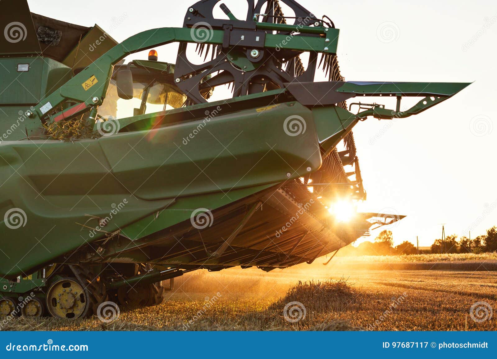 Raised Cutting Unit of a Combine Harvester Stock Image - Image of late ...