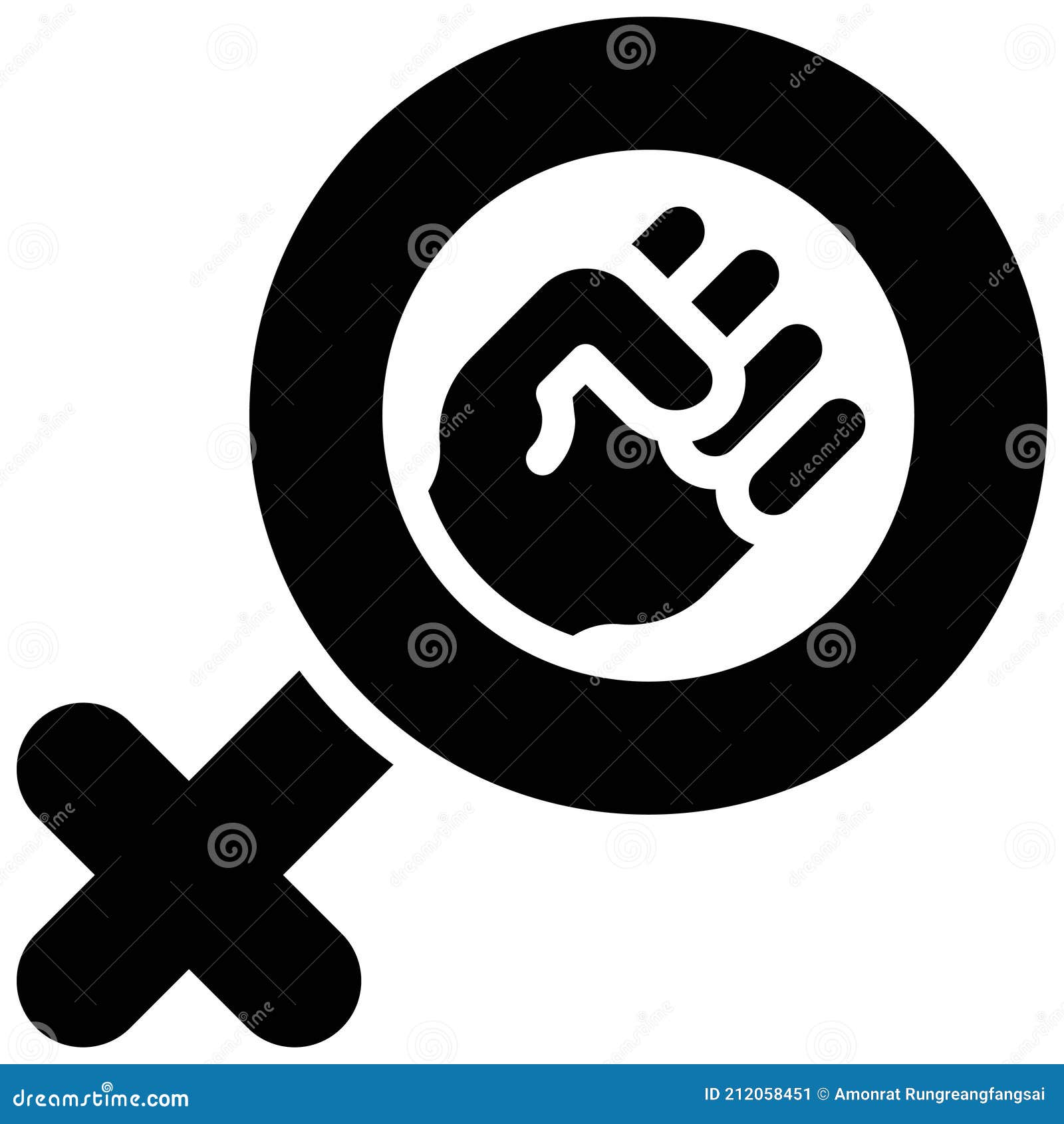 Raised Fist In Female Gender Symbol Icon Stock Vector Illustration Of