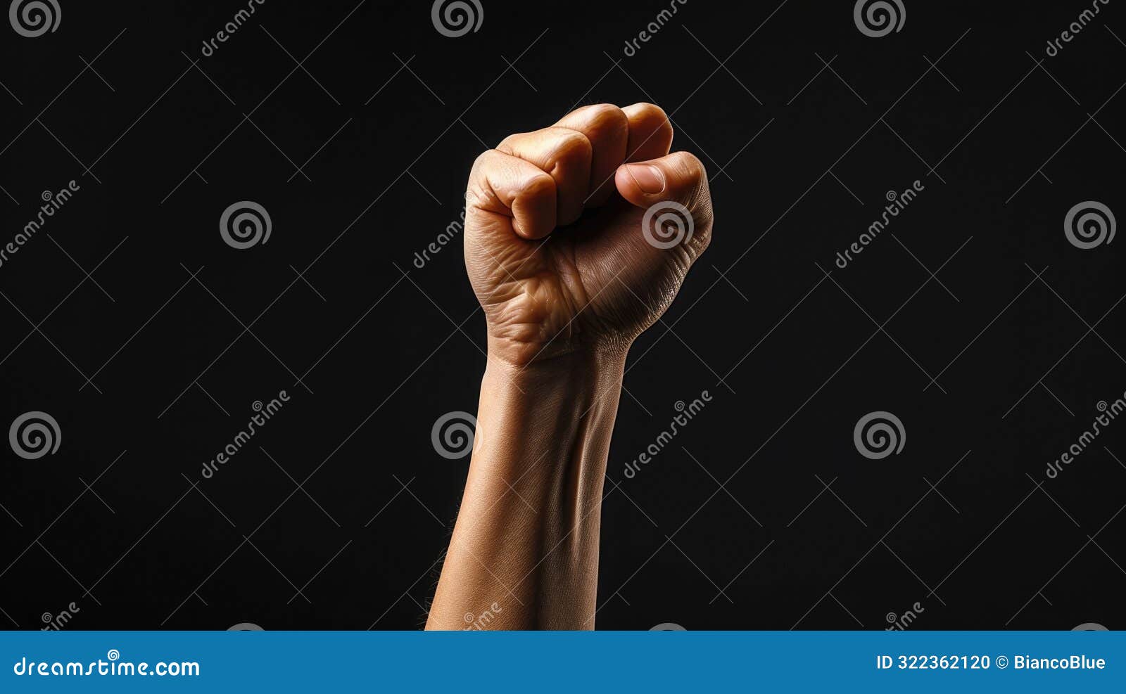 Raised Fist in Front of Black Background AIG535 Stock Photo - Image of ...