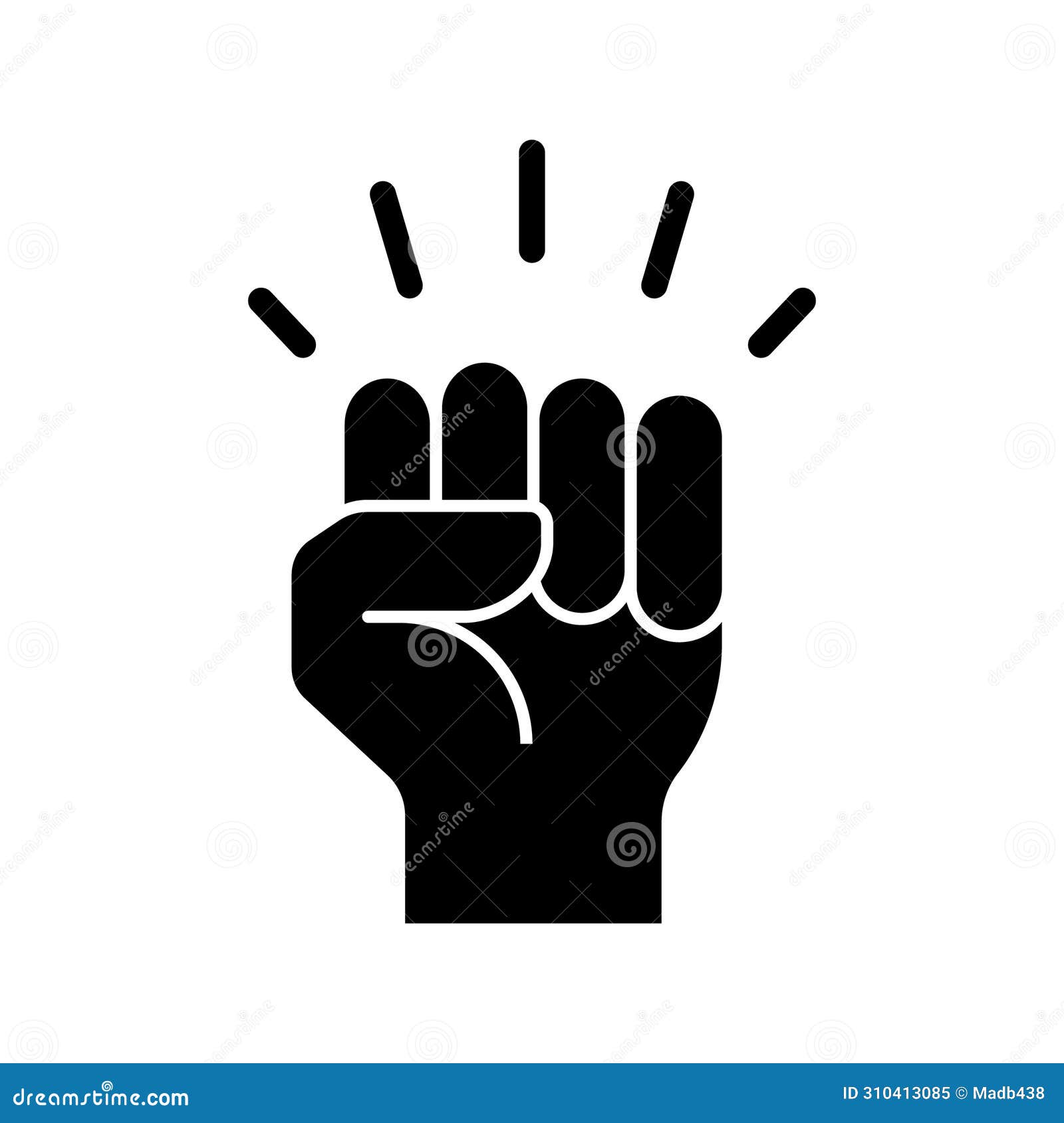 Raised Fist Icon in Flat Style. Vector. Stock Vector - Illustration of ...