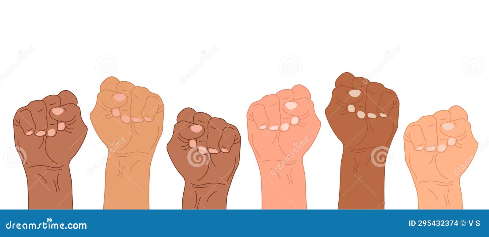 Raised Fists, Hands of Different Skin Colors. Protest Concept Stock ...