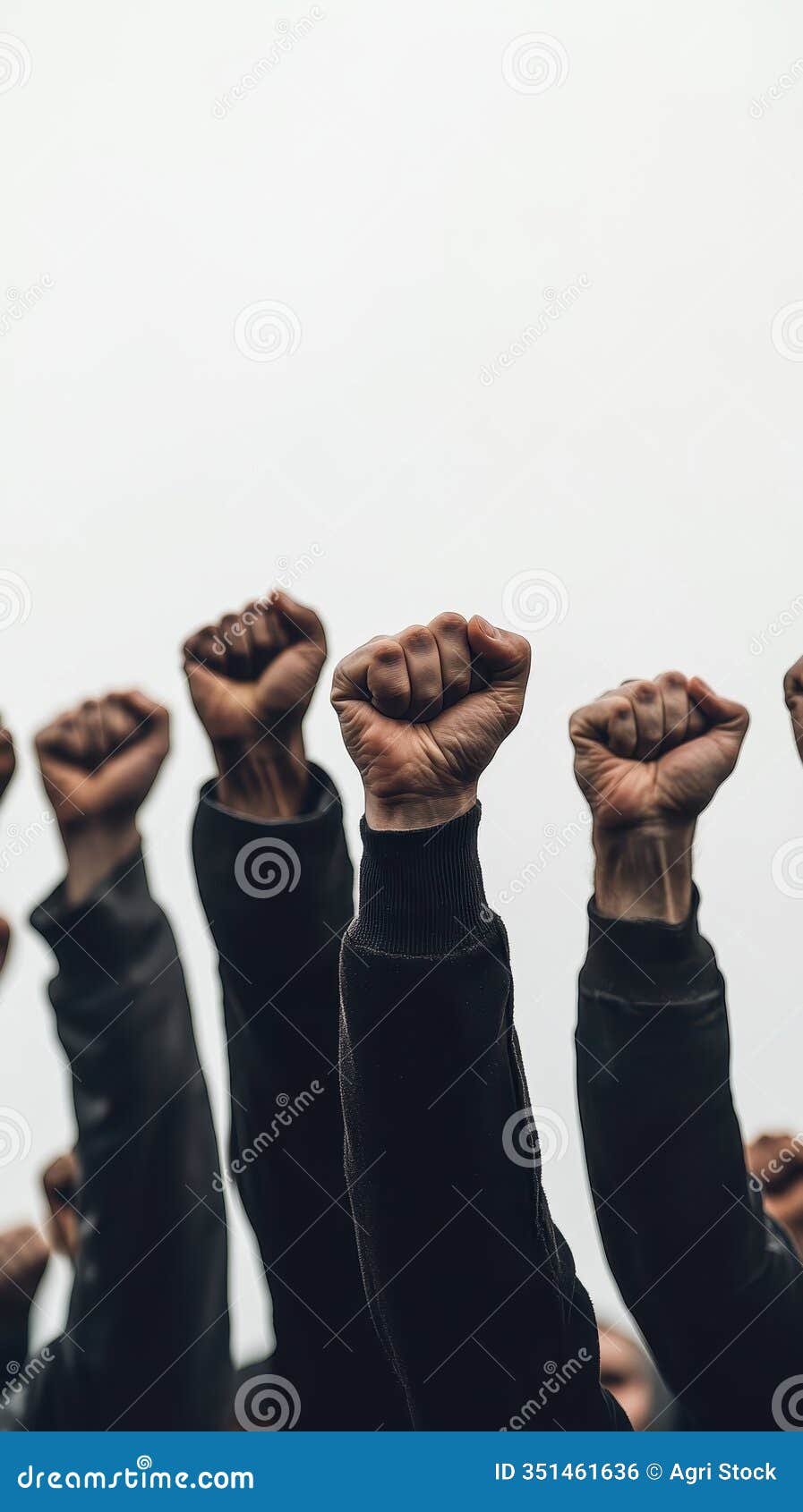 Raised Fists of Protest in Unity and Strength Stock Illustration ...