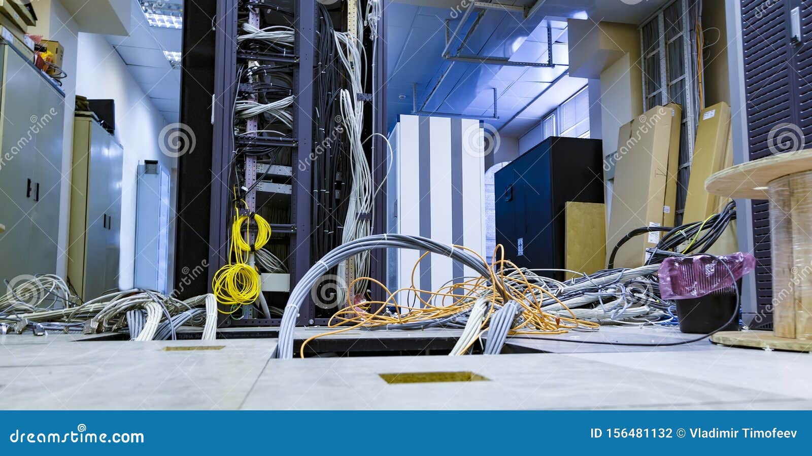 Raised Floor (removable Floor) In The Server Room With An Open Hatch On ...