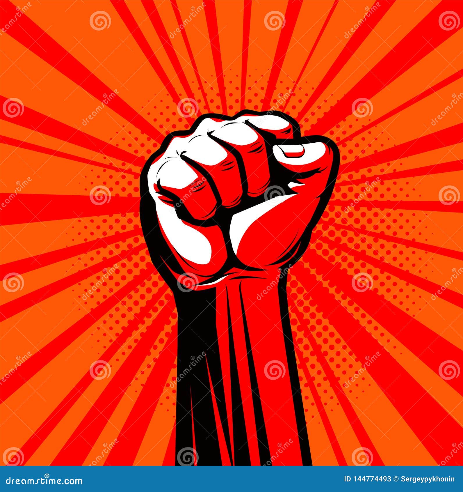 Raised Hand With Clenched Fist Vector Illustration Stock Vector Illustration Of Energy