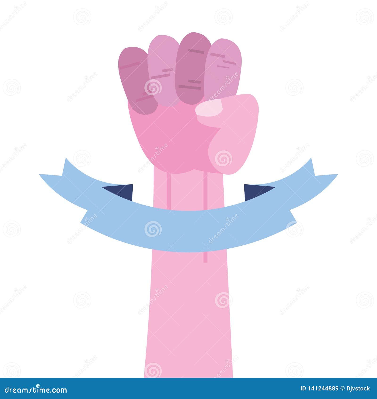 Raised hand girl power stock vector. Illustration of fight - 141244889