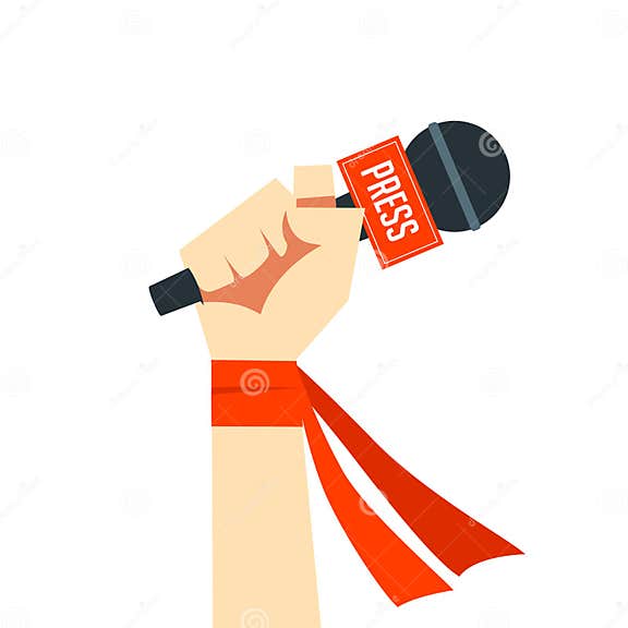 Raised Hand Holding a Microphone. Isolated Vector Illustration Stock ...