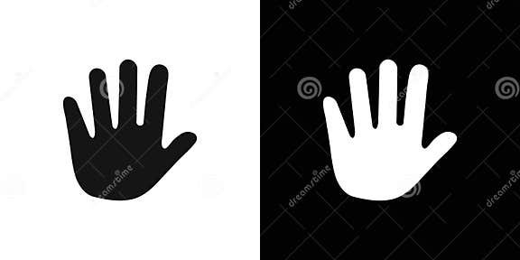Raised Hand Icon Flat Vector Set Outline Stock Vector - Illustration of ...