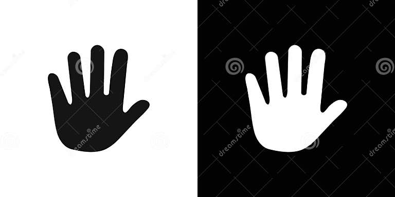 Raised Hand Icon Flat Vector Set Outline Stock Vector - Illustration of ...