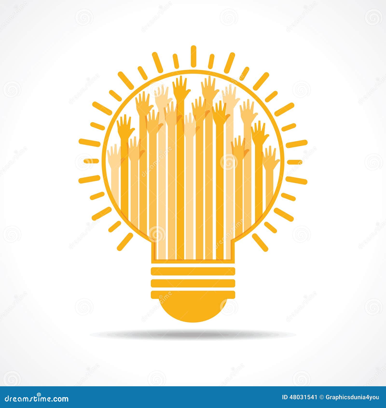 Raised Hand in the Light-bulb Stock Vector - Illustration of hand ...