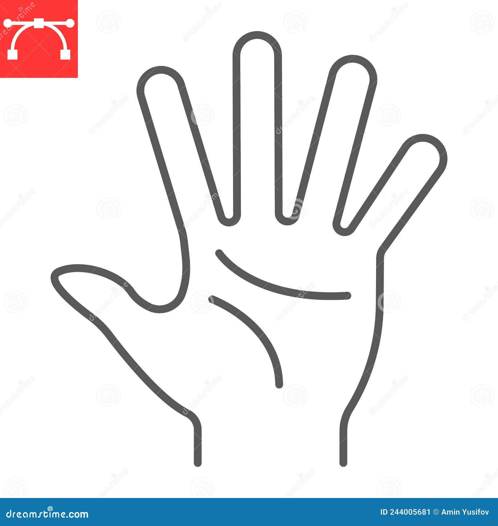 Raised hand line icon stock vector. Illustration of vector - 244005681