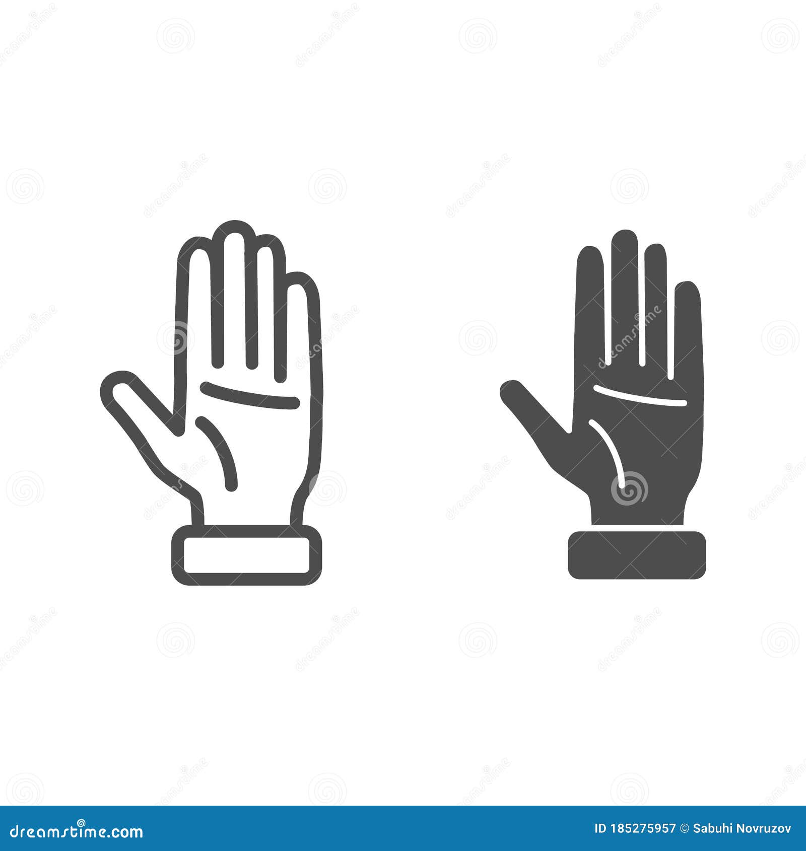 Raised Hand Line and Solid Icon, Gestures Concept, Open Palm Sign on ...