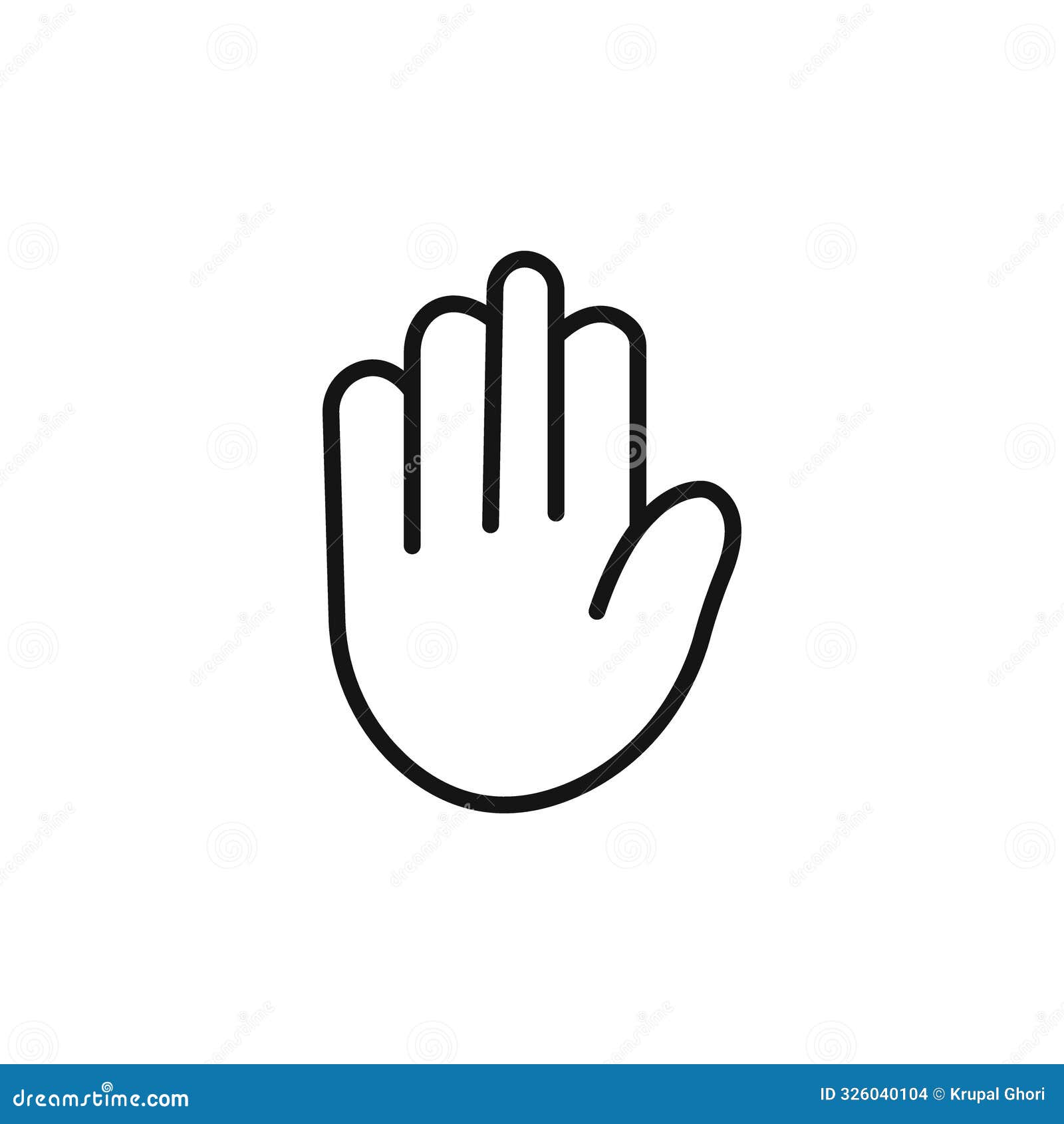 Raised Hand Logo Sign Vector Outline Stock Illustration - Illustration ...