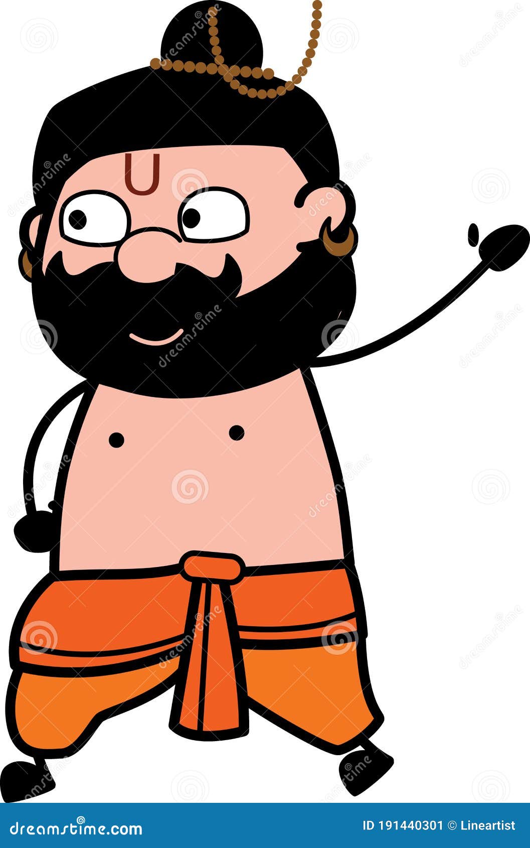 Raised Hand Pandit cartoon stock illustration. Illustration of vector ...