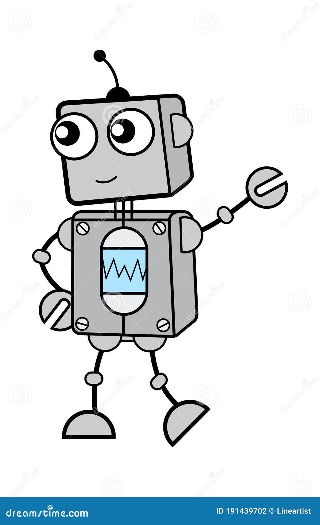 Raised Hand Robot cartoon stock illustration. Illustration of happy ...
