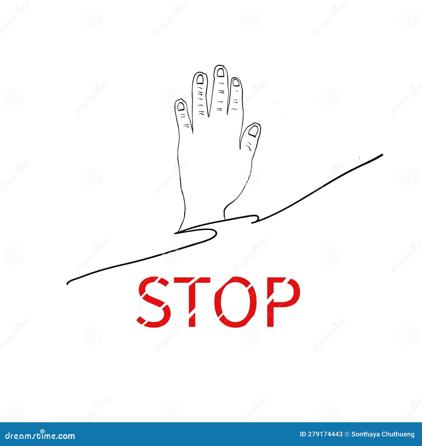 Raised Hand Signaling To Stop Stock Illustration - Illustration of ...