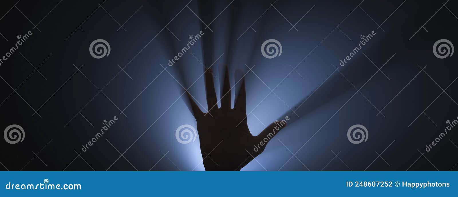 Raised Hand. Source of Bright Light Behind the Hand Stock Photo - Image ...