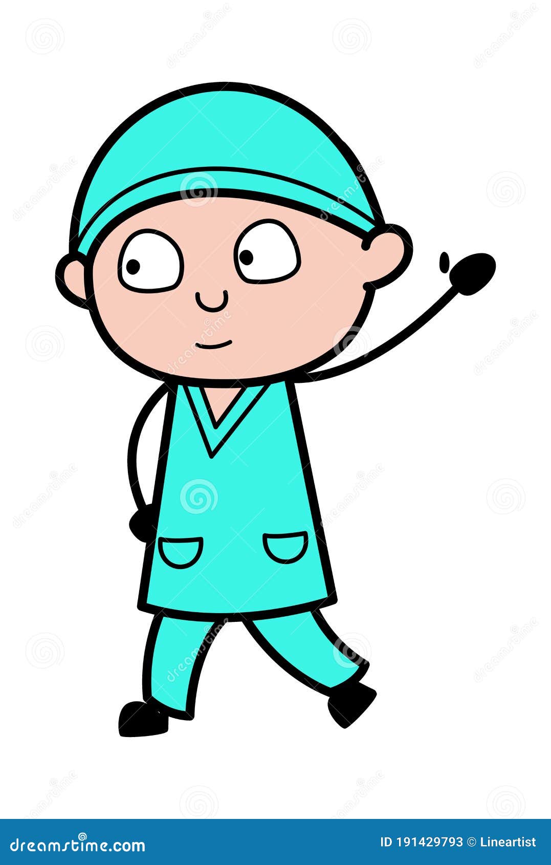 Raised Hand Surgeon Cartoon Stock Illustration - Illustration of ...