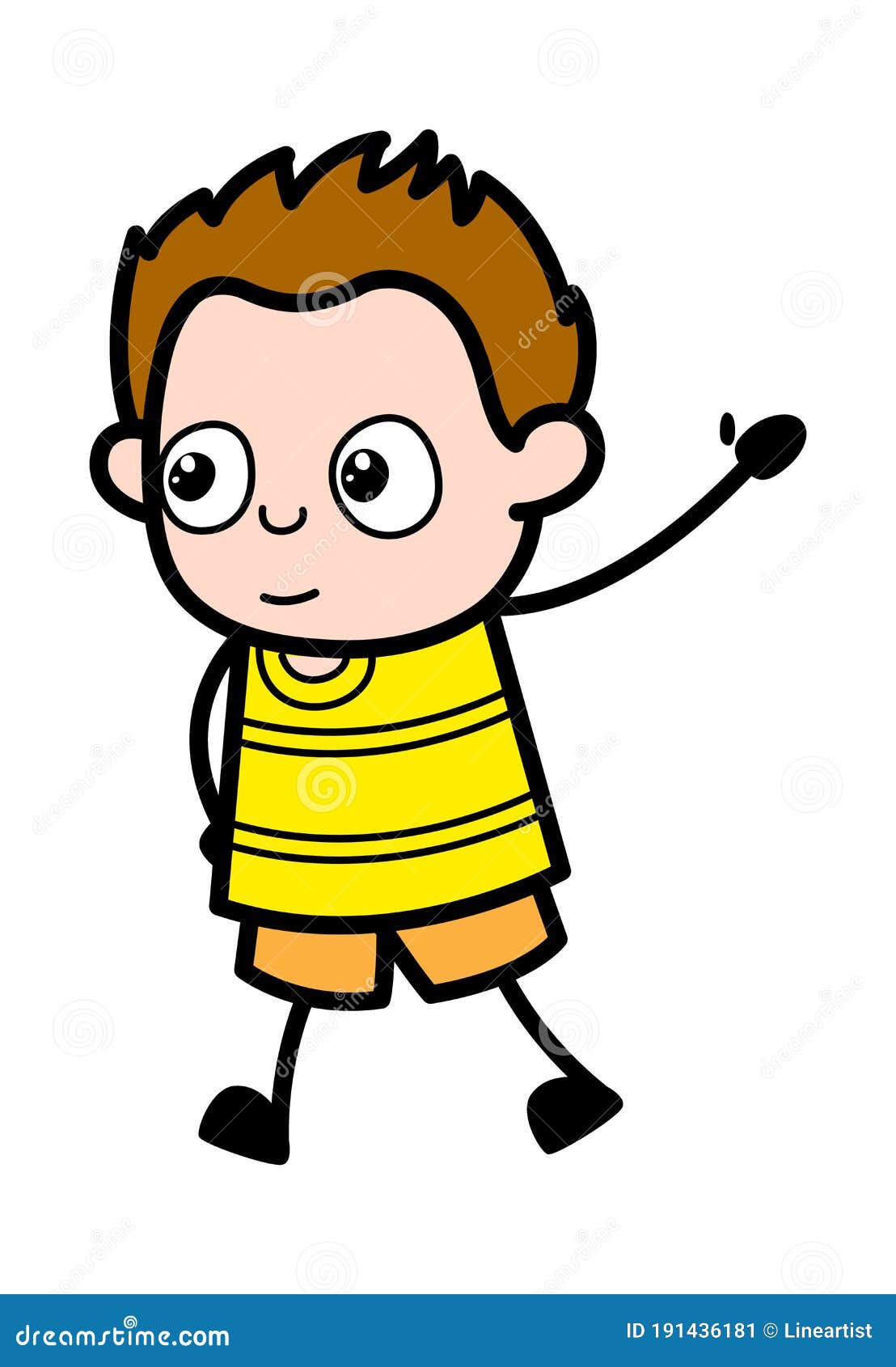 Raised Hand Young Boy Cartoon Stock Illustration - Illustration of ...