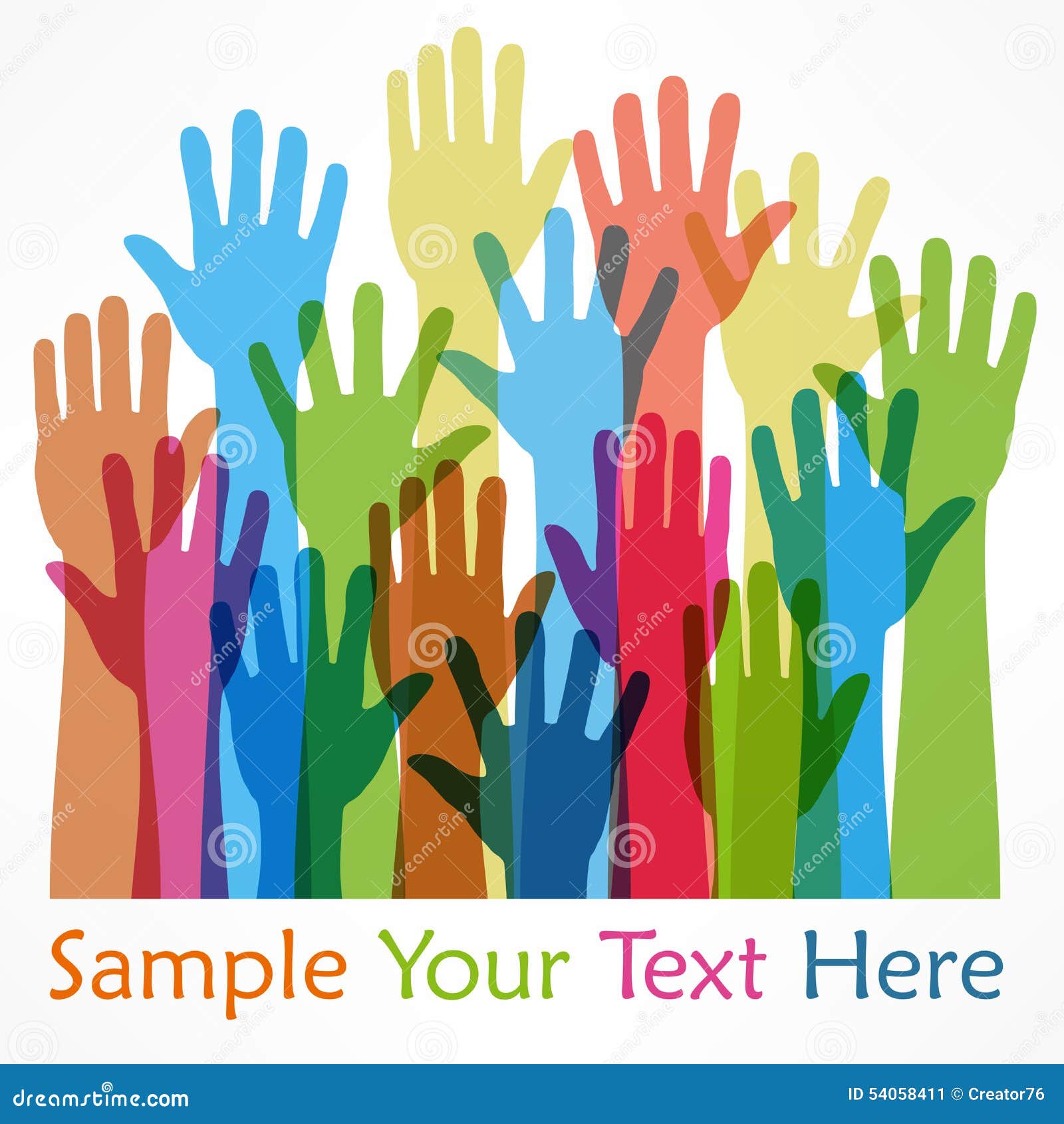 Raised hands color stock vector. Illustration of group - 54058411